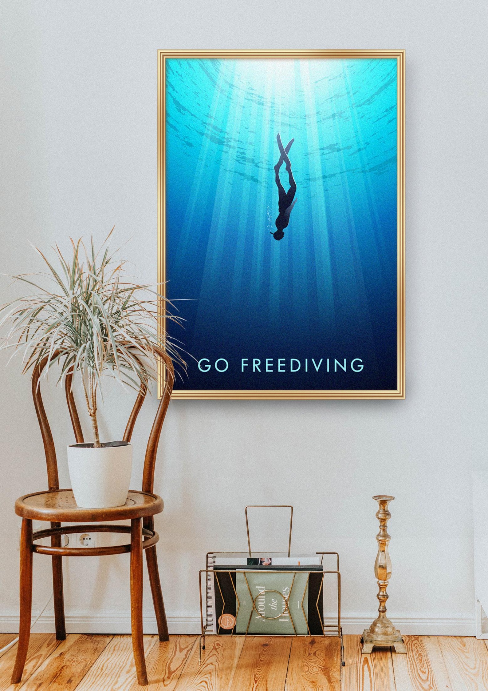 Go Freediving Art Print, Vintage Travel Print, Scuba Diving ...