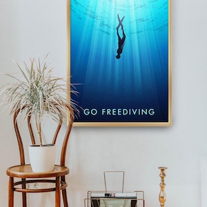 Go Freediving Art Print, Vintage Travel Print, Scuba Diving ...