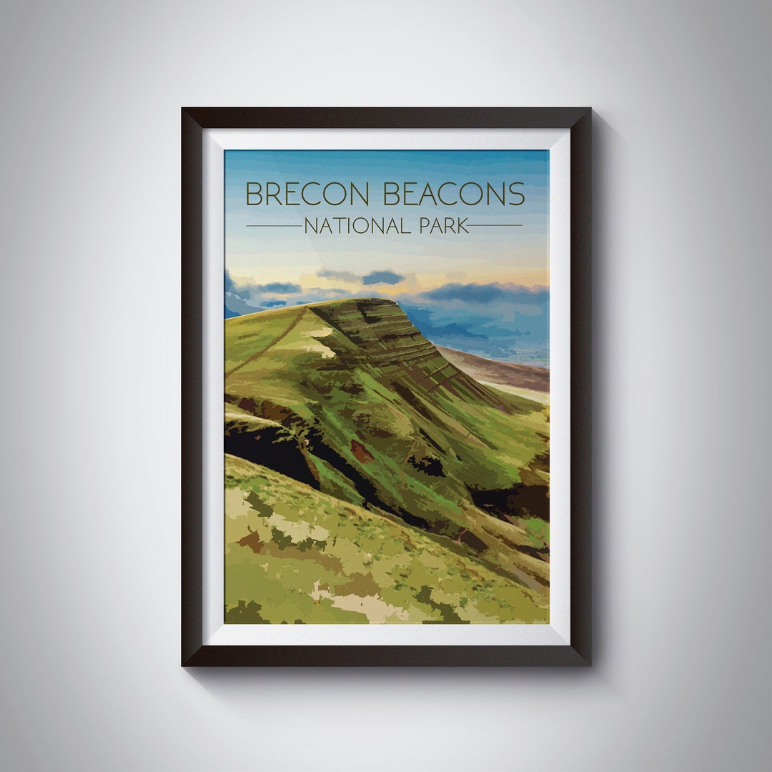 Brecon Beacons National Park Poster, Wales Travel Print, UK, Vintage ...