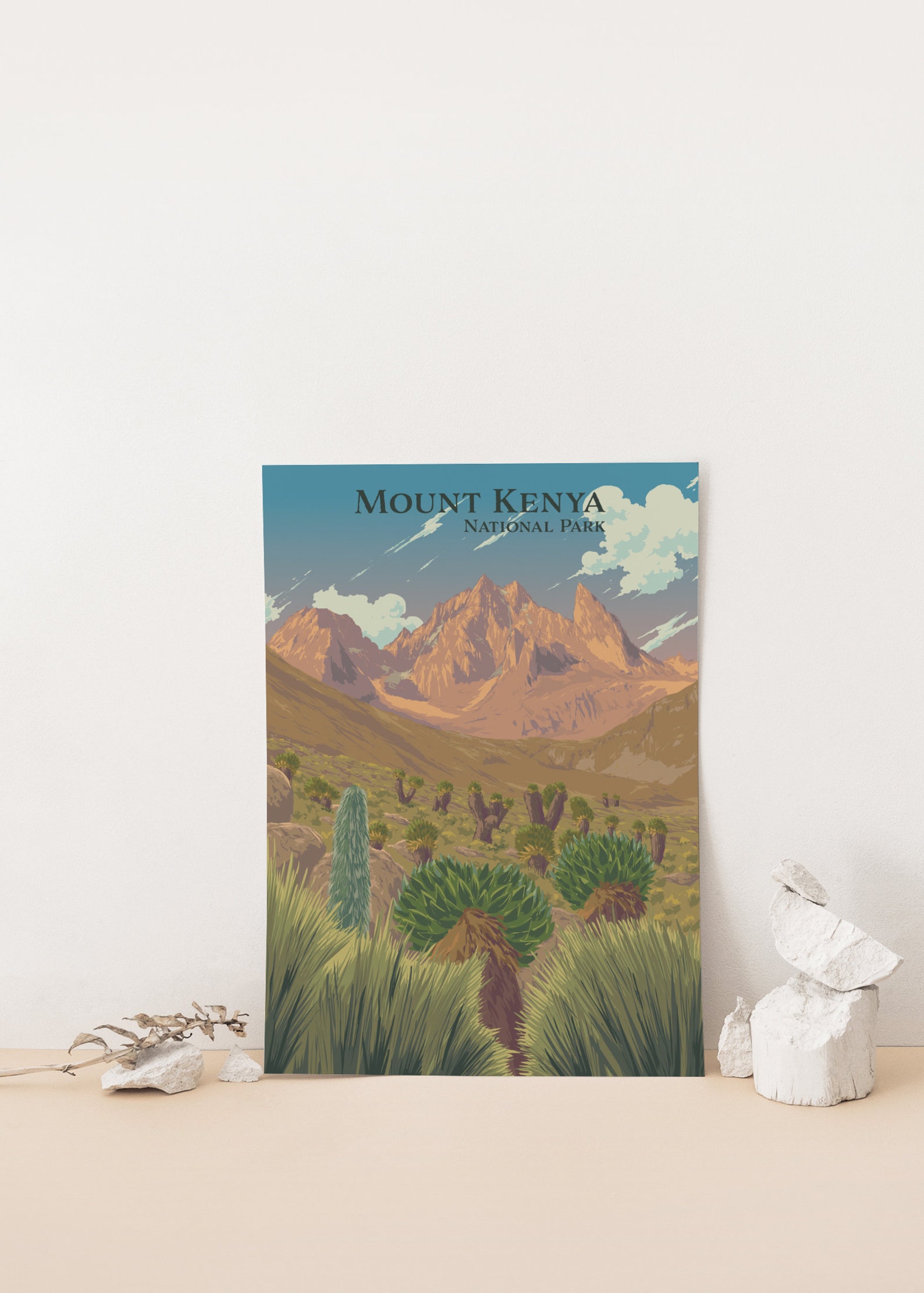 Mount Kenya Poster National Park Print Kenya Travel Poster | Etsy UK