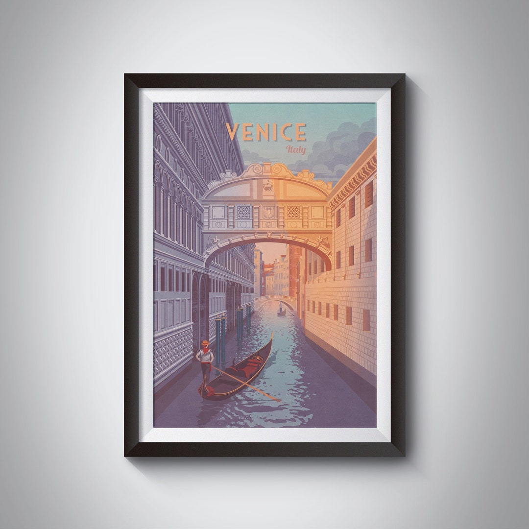 Venice Italy Travel Poster, Bridge of Sighs, Italy Travel Print ...