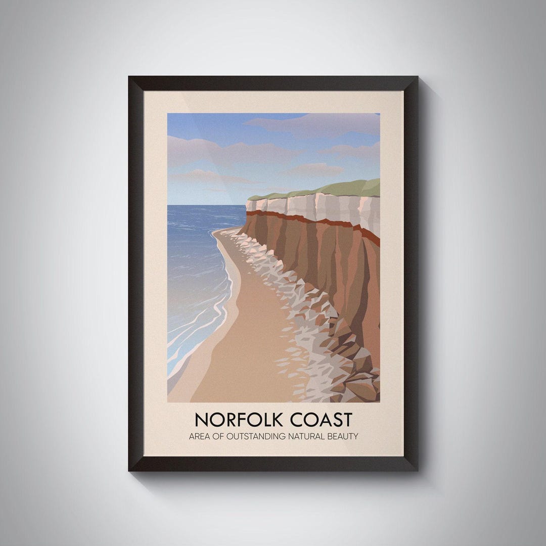 Norfolk Coast AONB Travel Poster, Hunstanton Cliffs, the Wash ...