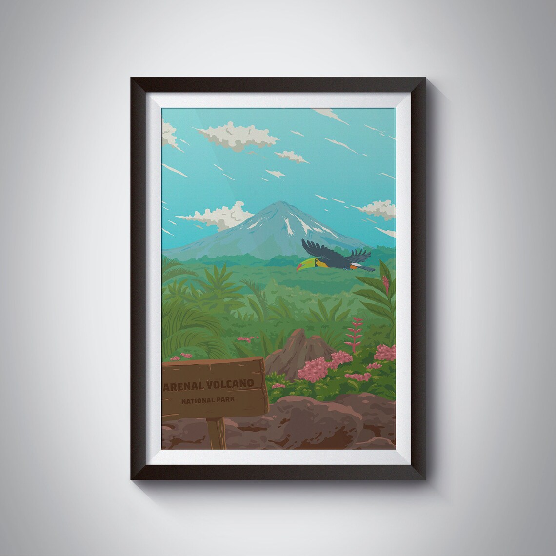 Arenal Volcano National Park Poster Costa Rica Retro Travel | Etsy