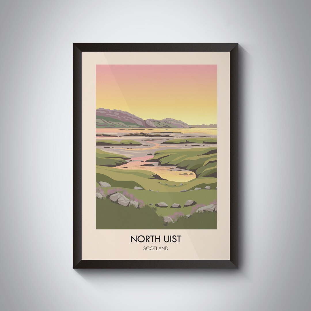 North Uist Poster, Scotland Travel Print, Outer Hebrides, Benbecula ...