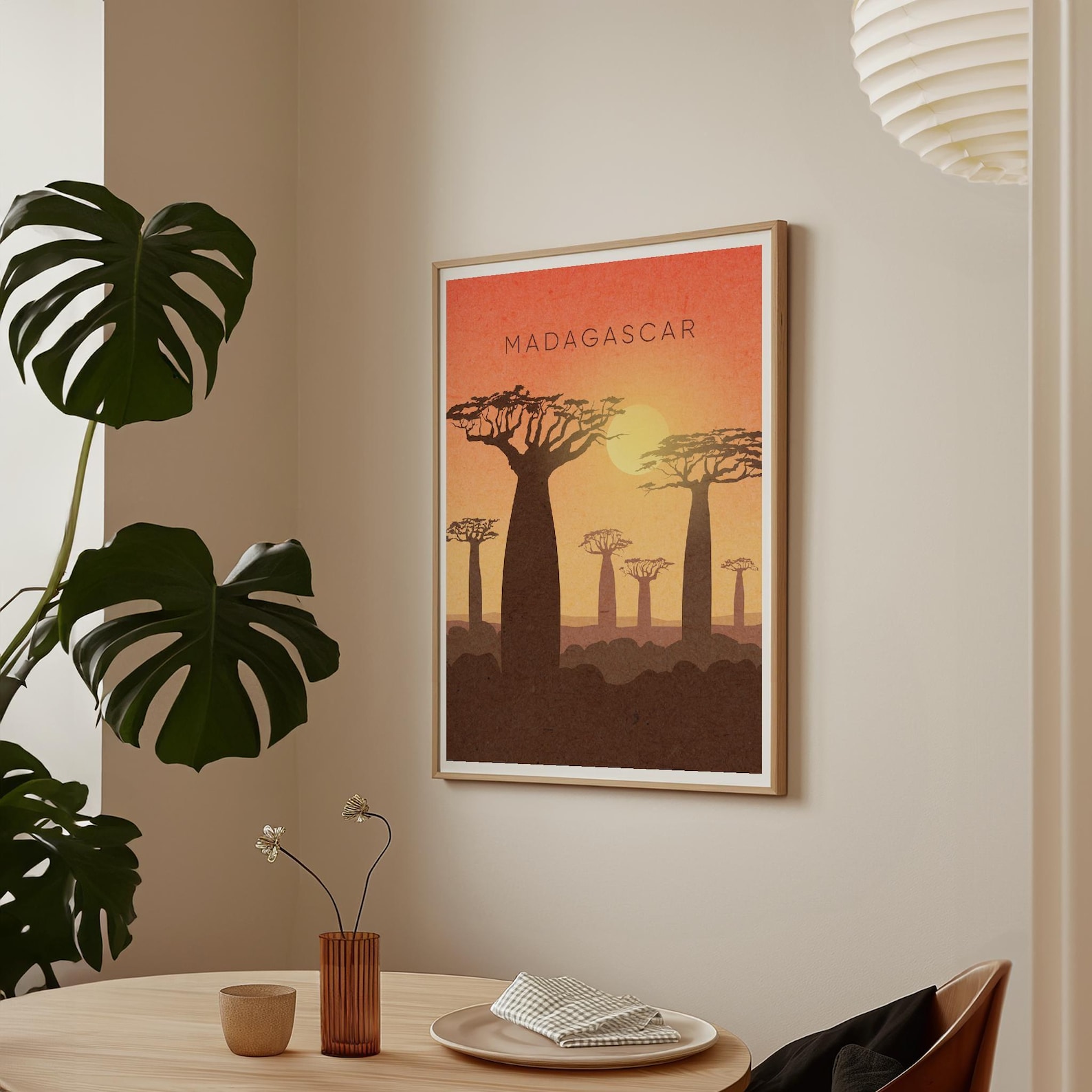 Madagascar Minimal Travel Poster, Baobab Trees, African Sunset ...