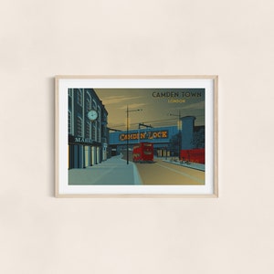 Camden Town London Travel Poster, Camden Lock Bridge, Camden Market ...