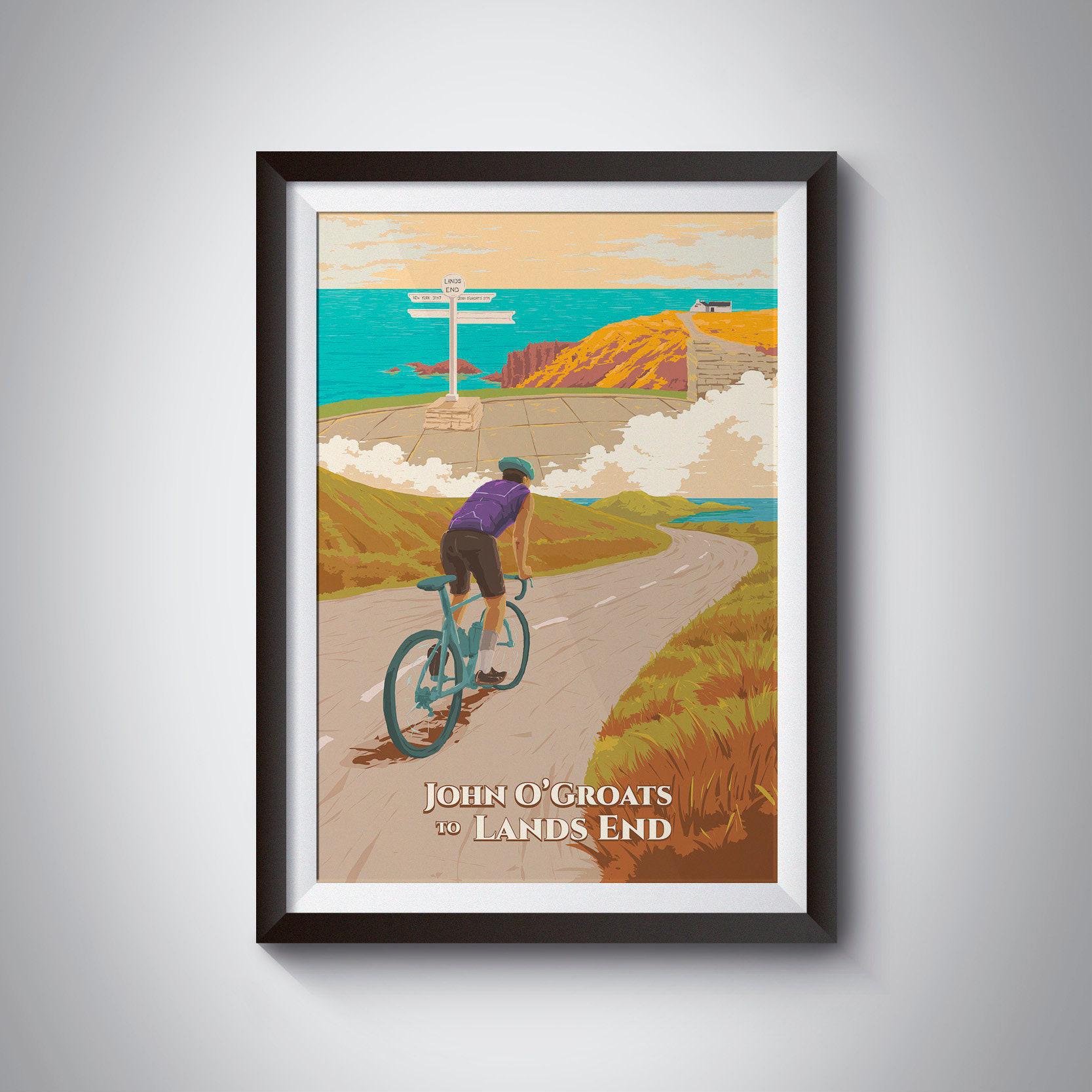John O'groats to Lands End Cycling Poster, JOGLE, End to End Challenge ...