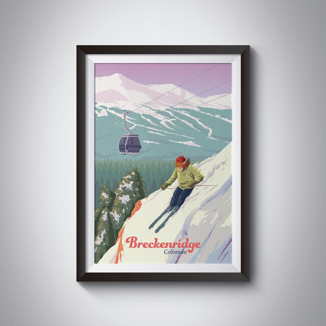 Breckenridge Colorado Ski Resort Poster, Vintage Skiing Print, Art ...