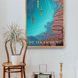 Go Sea Kayaking Art Print, Travel Poster, Adventure Sports, Kayak Gift ...