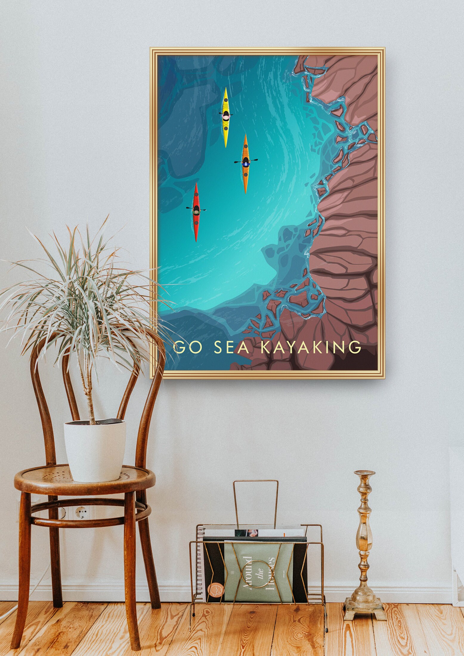 Go Sea Kayaking Art Print Travel Poster Adventure Sports - Etsy UK