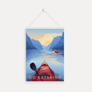 Go Kayaking Print, Travel Poster, Canoeing, Adventure, Kayaker Gift ...