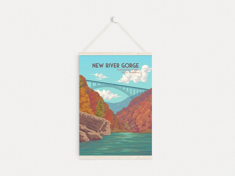 New River Gorge National Park Poster West Virginia USA - Etsy
