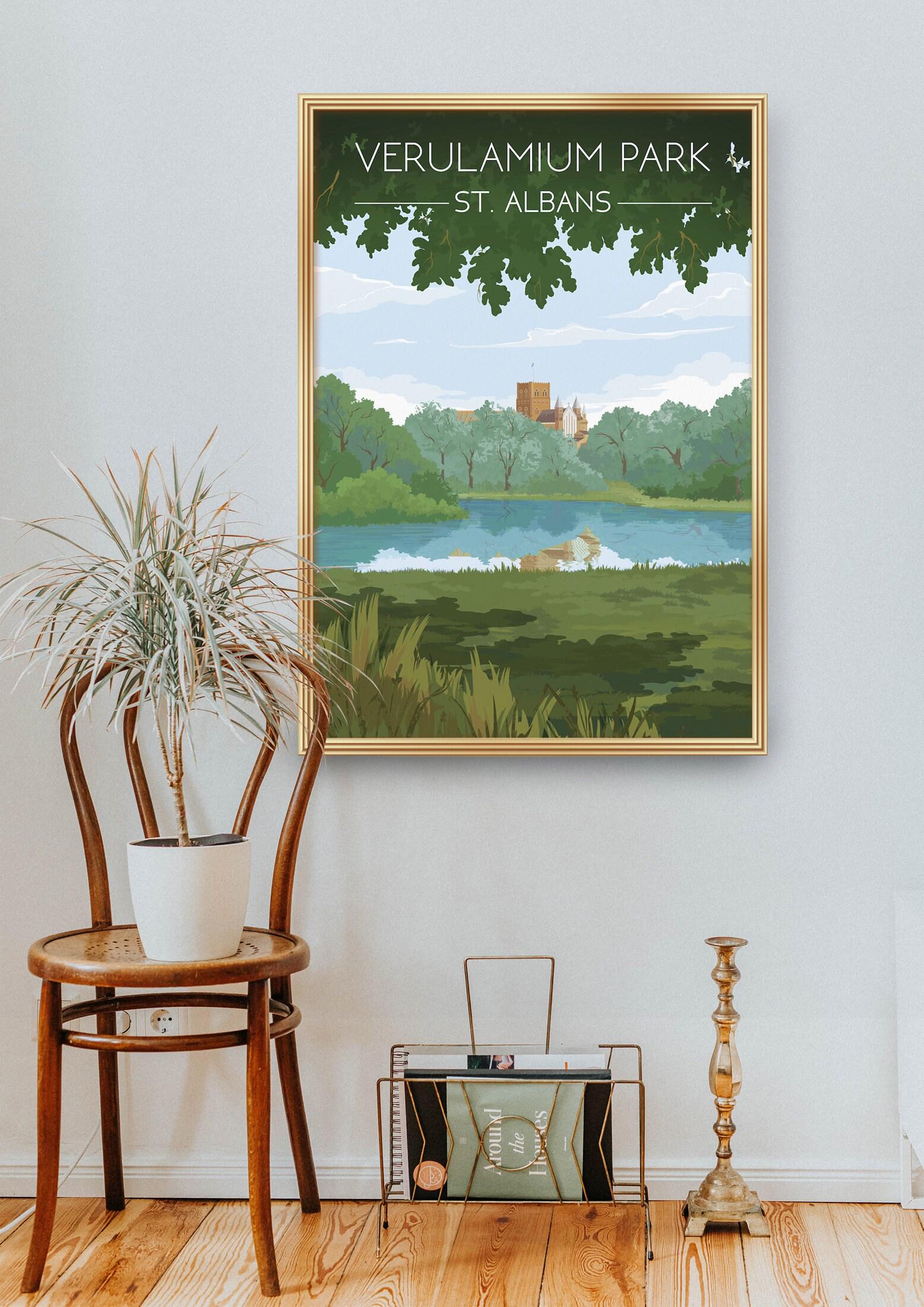 Verulamium Park Poster, St Albans Travel Print, St Albans Abbey Wall ...