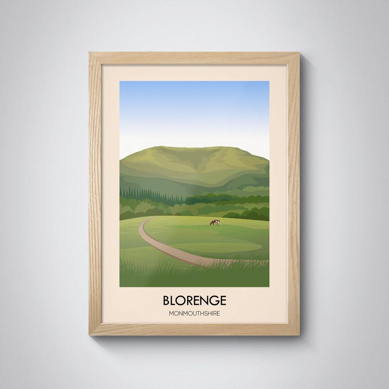 Blorenge Monmouthshire Poster, Wales Travel Print, Abergavenny South ...