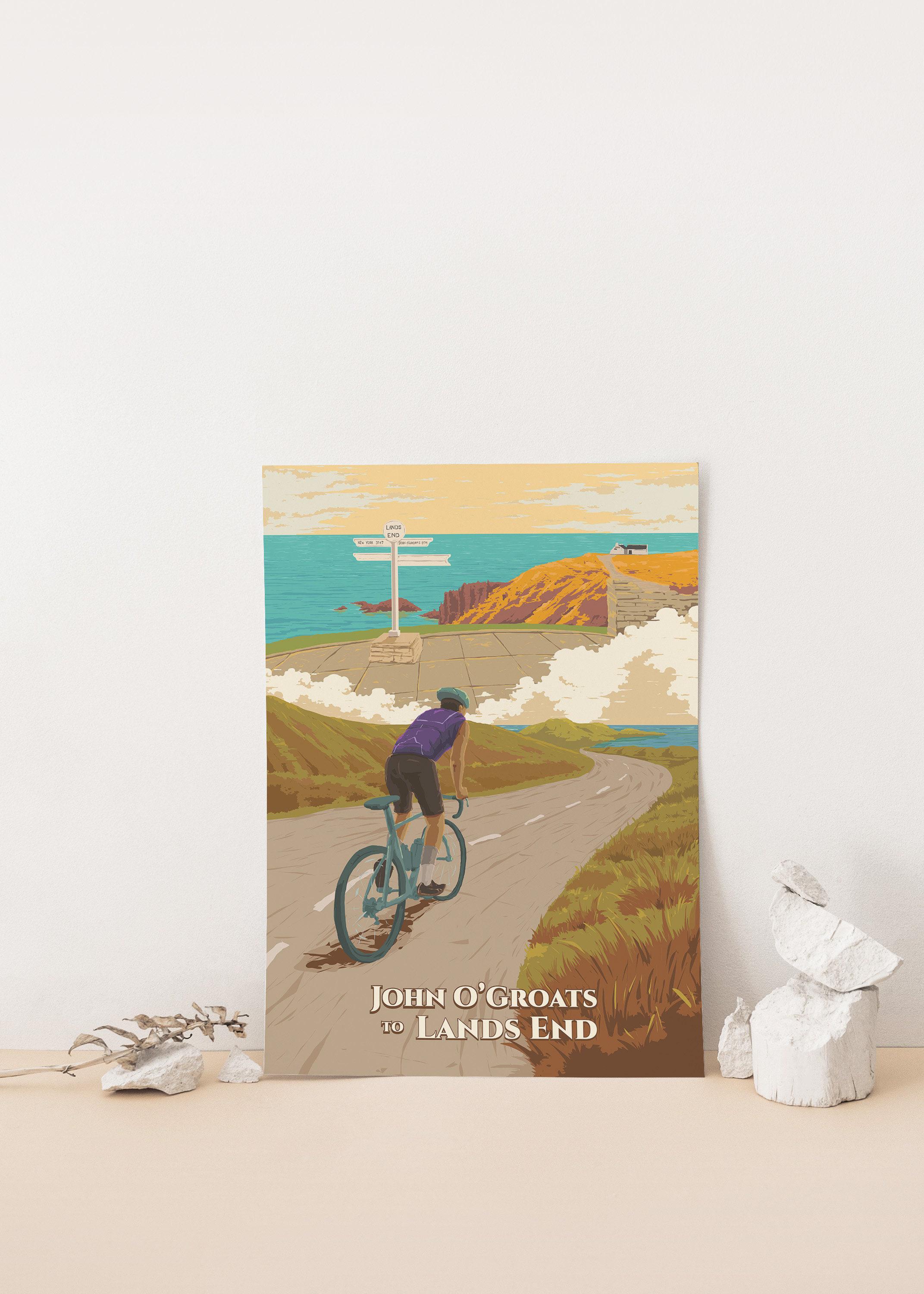 John O'groats to Lands End Cycling Poster, JOGLE, End to End Challenge ...