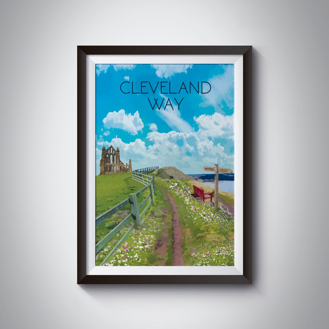 Cleveland Way Poster, National Trail, Hiking, Yorkshire, Whitby ...