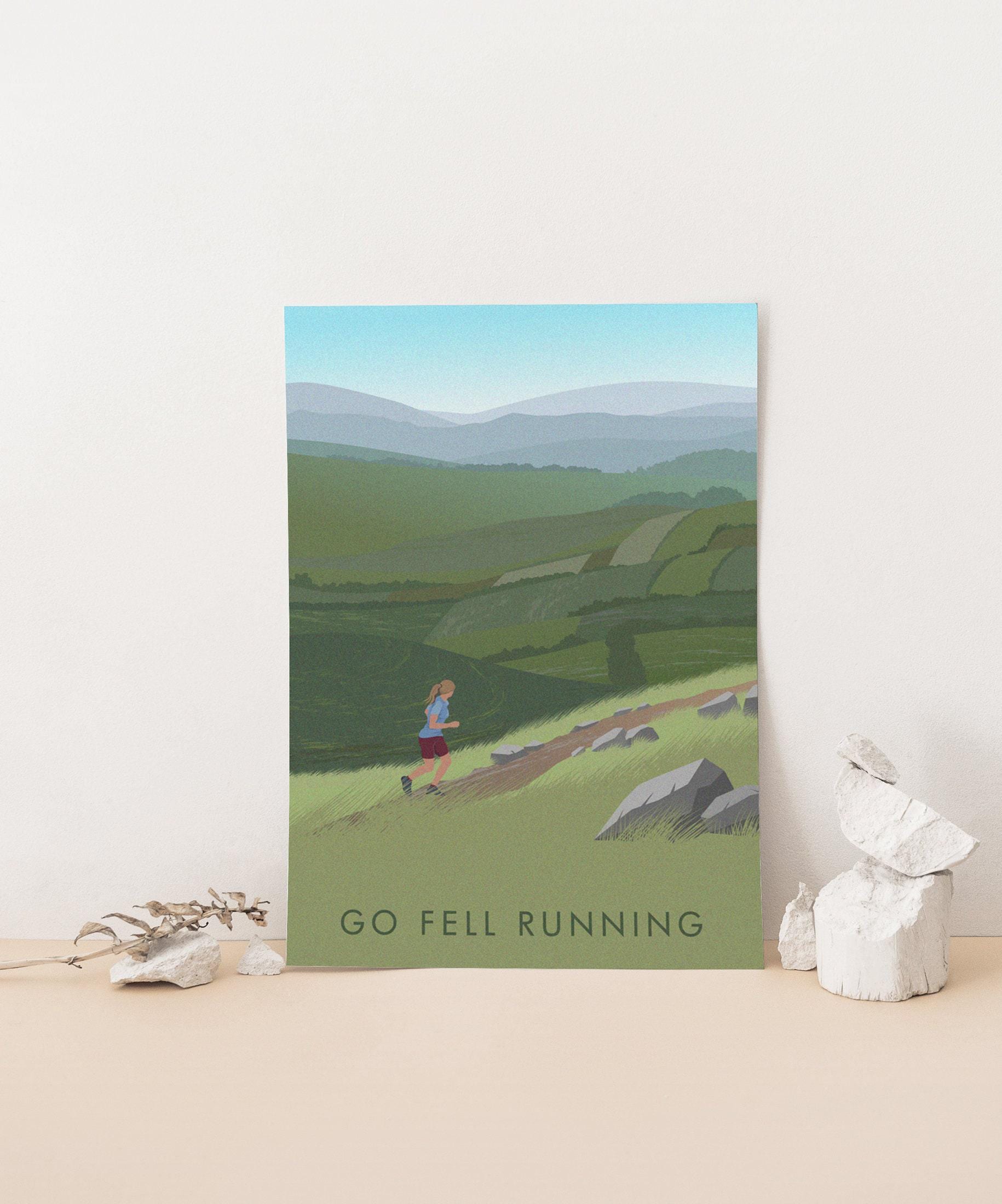 Go Fell Running Art Print, Trail Running, Hill Running Travel Poster ...