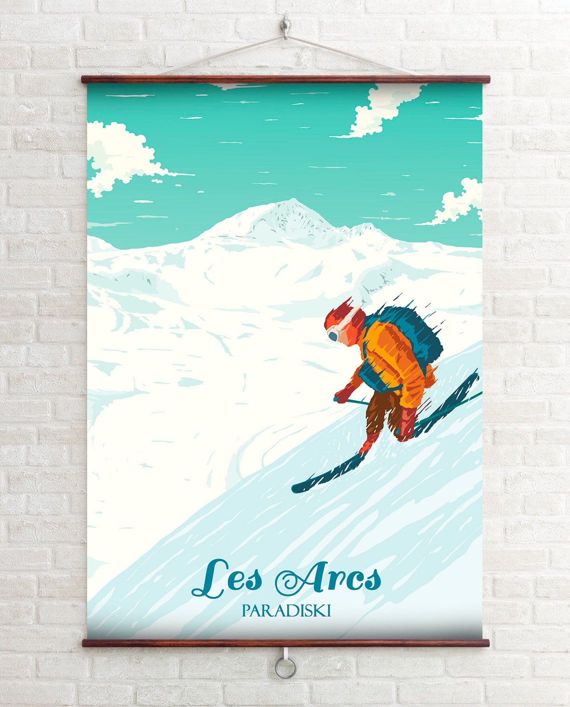 Les Arcs Poster Skiing Print Vintage Ski Resort Ski Gift | Etsy
