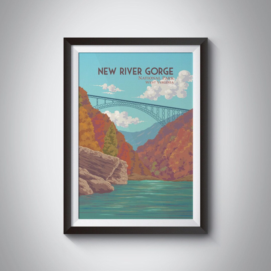New River Gorge National Park Poster, West Virginia, USA Travel Print ...