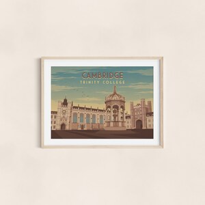 Trinity College Cambridge Travel Poster, Cambridgeshire, Cambridge ...
