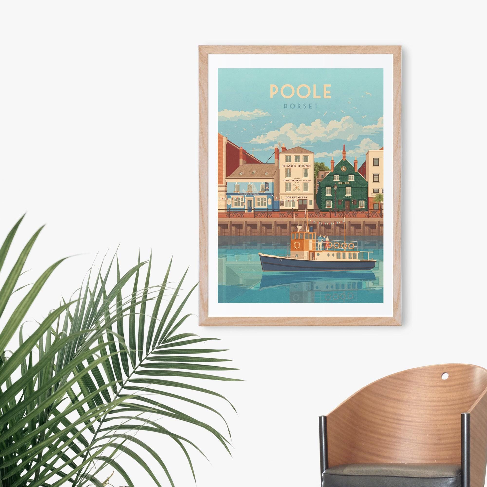 Poole Dorset Seaside Travel Poster, Poole Harbour, Framed Travel Print ...