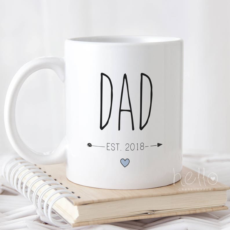 New Dad Mug Dad Est. 2018 Coffee Mug, Baby Boy Baby Girl Gender Neutral ...