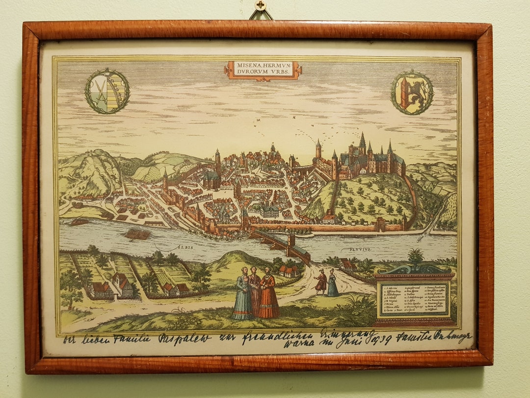 Antique Map - Bird's-eye View of Meissen/ Misena Hermundurorum Urbs ...