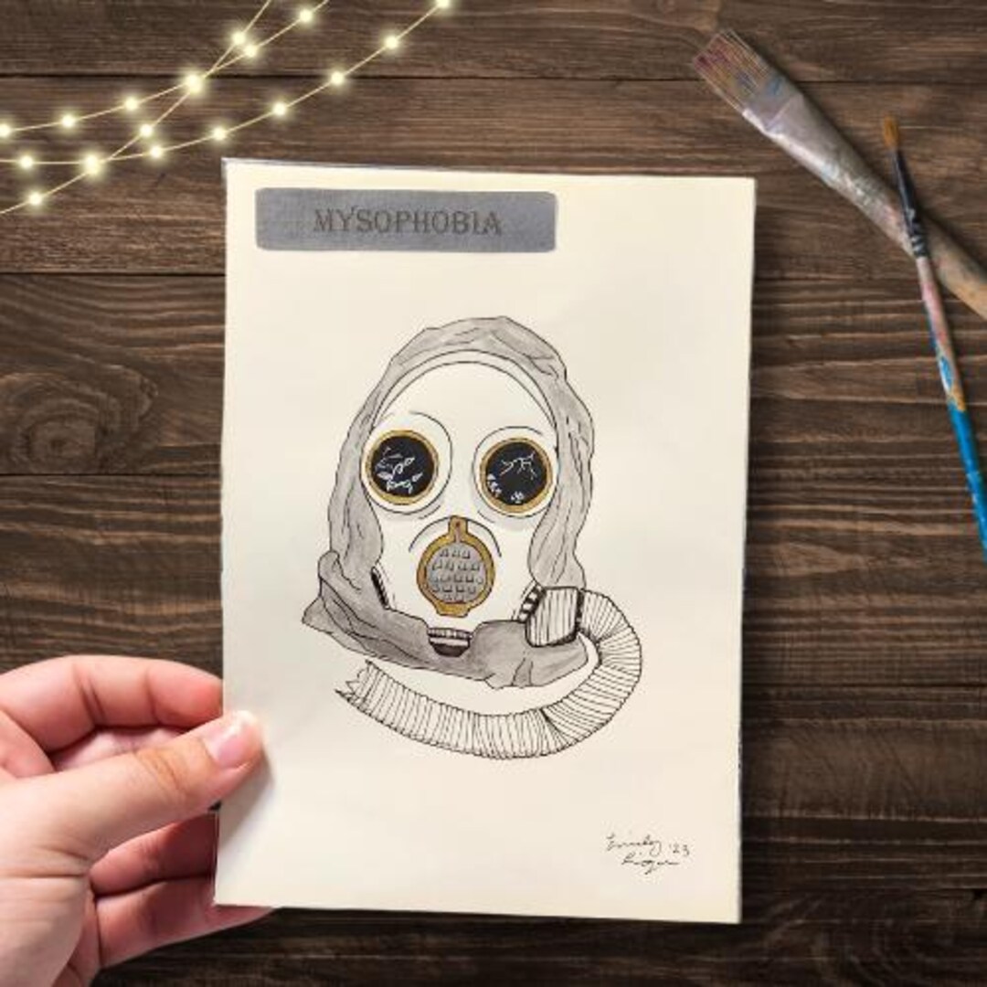 Original Inktober 2023 Drawing – Mysophobia – Fear of Germs | 5x7" Ink ...