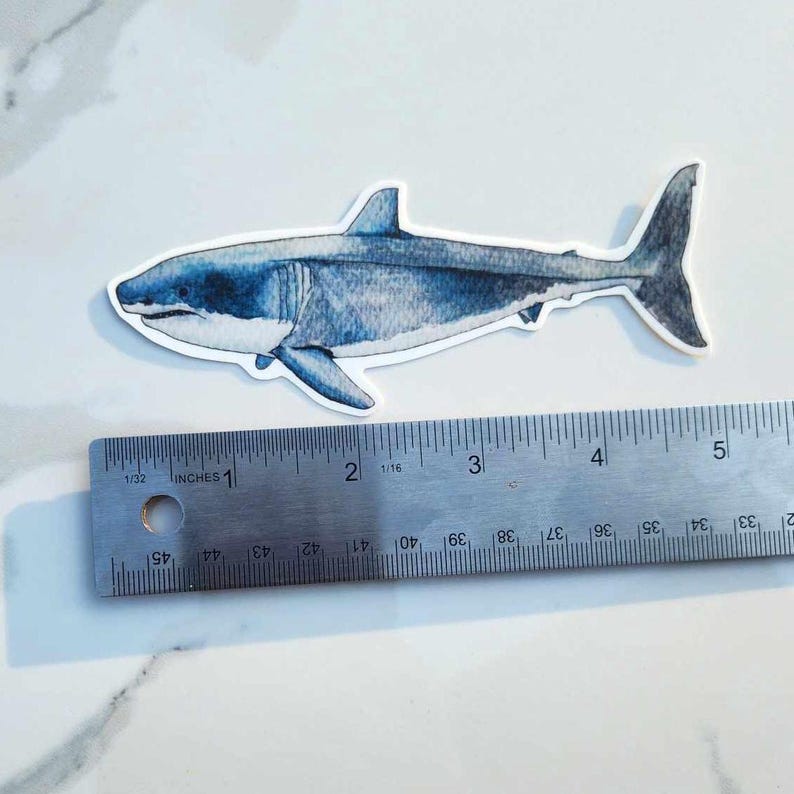 Great White Shark Sticker Watercolor Sticker Shark Art Original Art ...