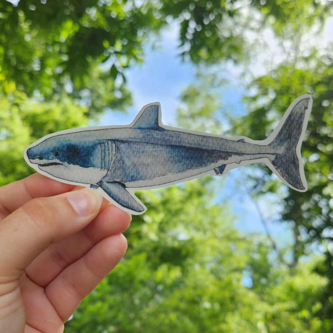 Great White Shark Sticker Watercolor Sticker Shark Art Original Art ...