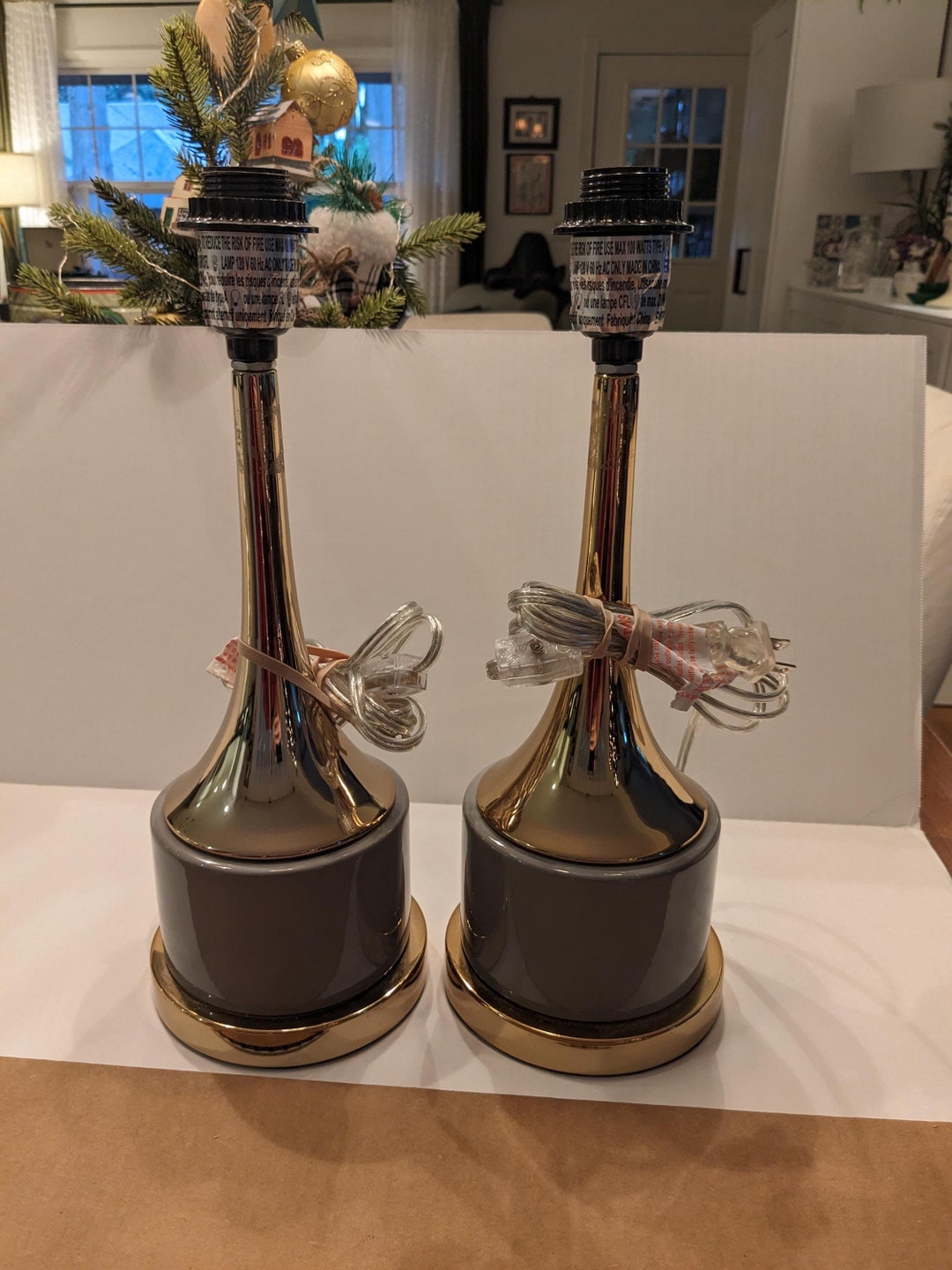 Elk Home Cone Neck Bedroom Lamps (2) Without Shades, Ceramic and Metal ...