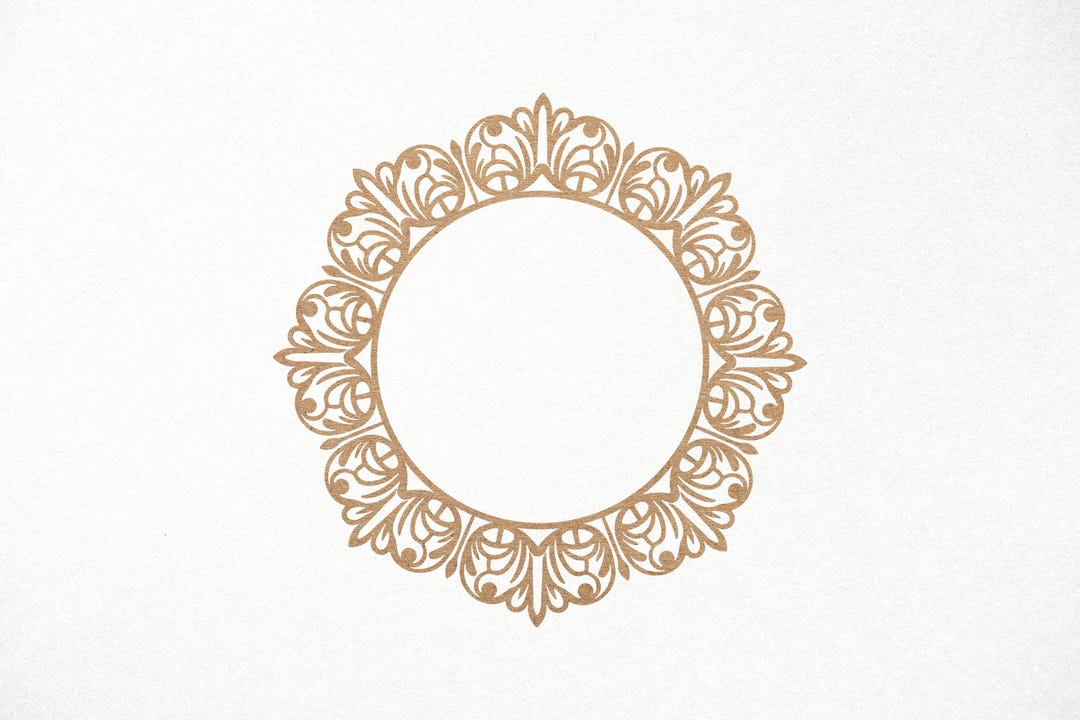 Monogram Frame Svg. Wedding Ornate Decorative Circle Round Mirror Frame ...