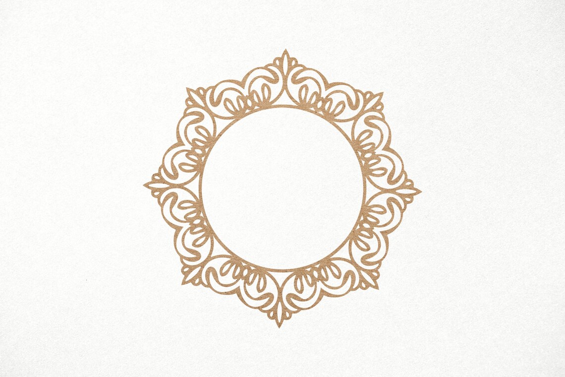 Monogram Frame Svg. Wedding Ornate Decorative Circle Round Mirror Frame ...