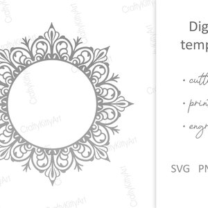 Monogram Frame Svg. Wedding Ornate Decorative Circle Round Mirror Frame ...