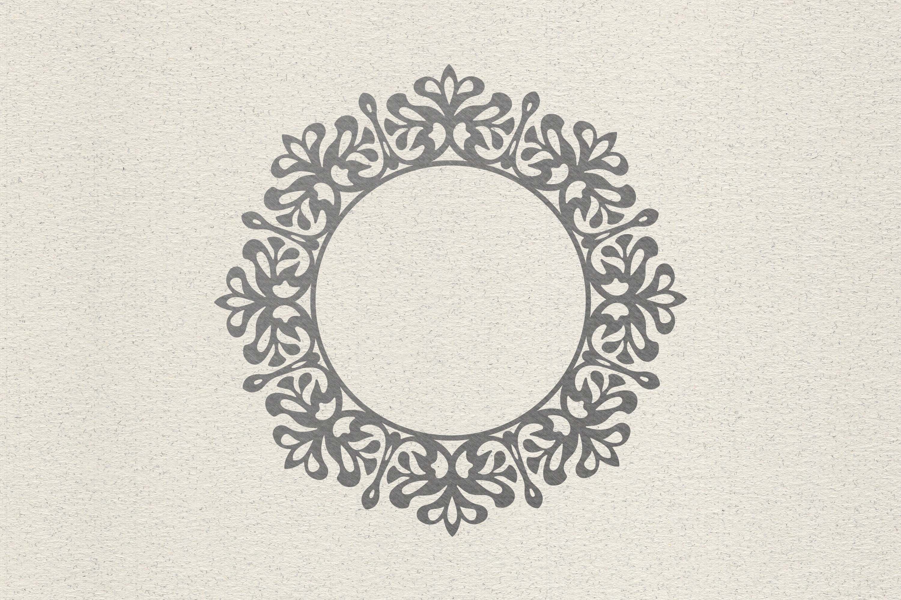 Monogram Frame Svg. Wedding Ornate Decorative Circle Round Mirror Frame ...