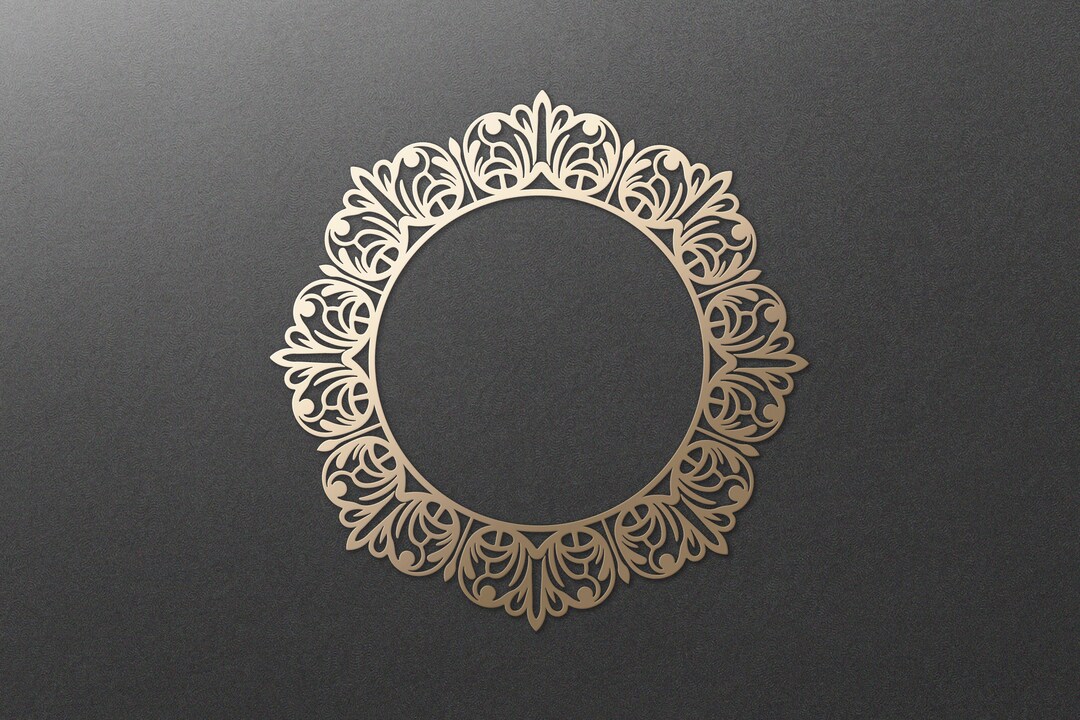 Monogram Frame Svg. Wedding Ornate Decorative Circle Round Mirror Frame ...