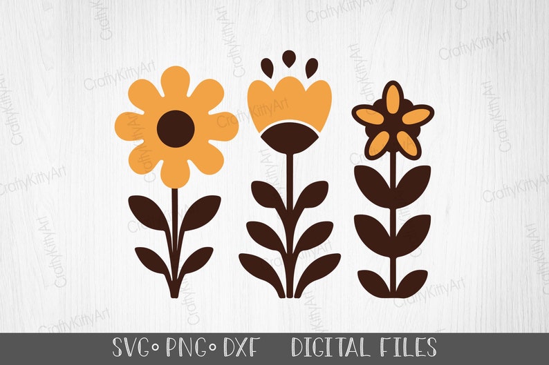 Wildflower SVG PNG DXF Files. Sunflower & Bluebell. Floral Clip Art Set ...
