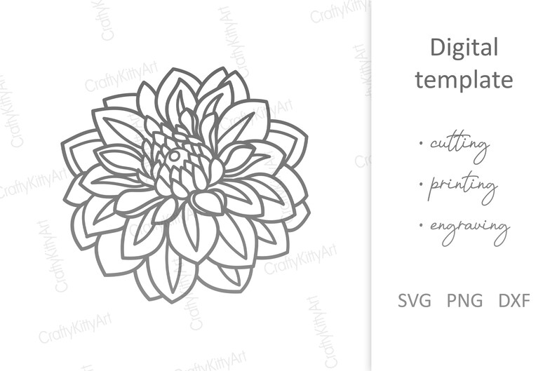 Dahlia Flower Svg. Peony Flower Svg. Digital SVG PNG DXF Files for ...