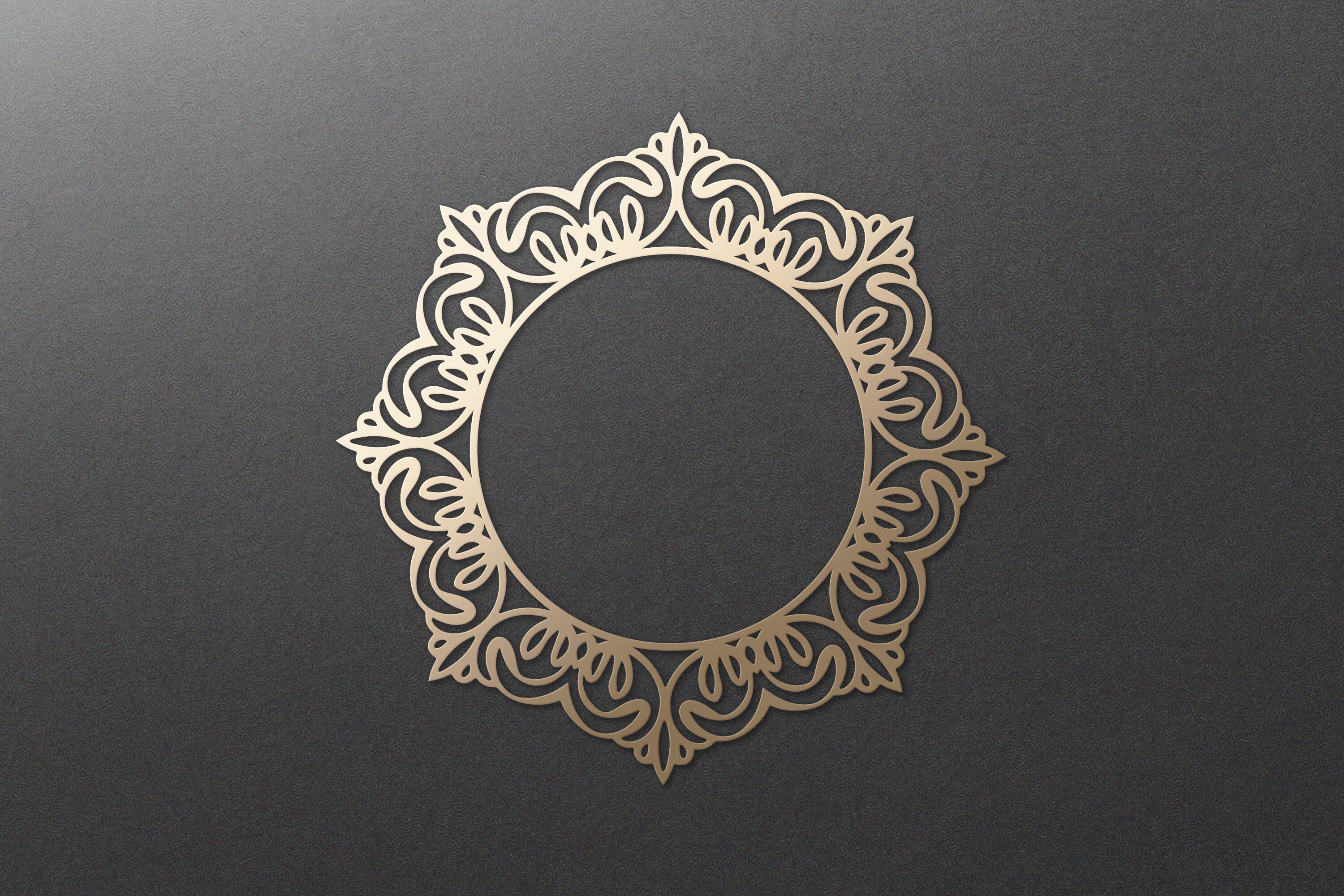 Monogram Frame Svg. Wedding Ornate Decorative Circle Round Mirror Frame ...