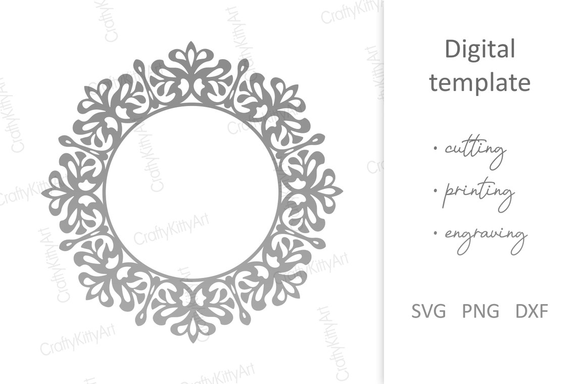 Monogram Frame Svg. Wedding Ornate Decorative Circle Round Mirror Frame ...