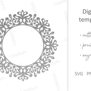Monogram Frame Svg. Wedding Ornate Decorative Circle Round Mirror Frame ...