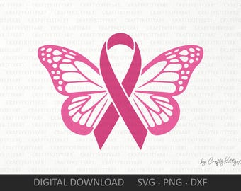 Butterfly Breast Cancer Awareness Ribbon Png, Jpg, Svg - Etsy