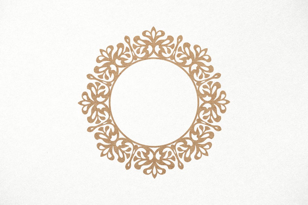Monogram Frame Svg. Wedding Ornate Decorative Circle Round Mirror Frame ...