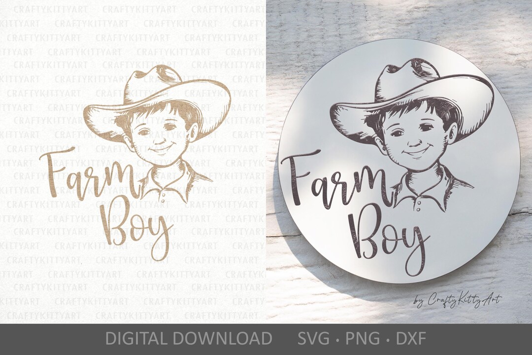 Farm Boy Svg File. Farm Svg Laser Engraving Template. Digital SVG PNG ...