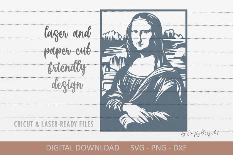Mona Lisa Svg. Mona Lisa Laser Cut Wall Panel Svg. Digital SVG PNG DXF ...