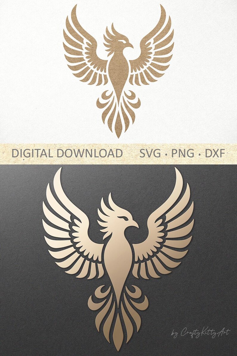 Phoenix Svg. Rising Phoenix Bird Svg Laser Engraving Template. Digital ...