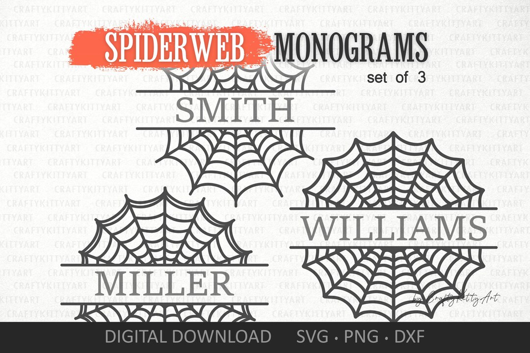 Halloween Split Monogram Svg. Spider Web Svg. Spiderweb Svg. Digital SVG PNG DXF Cut Files ...