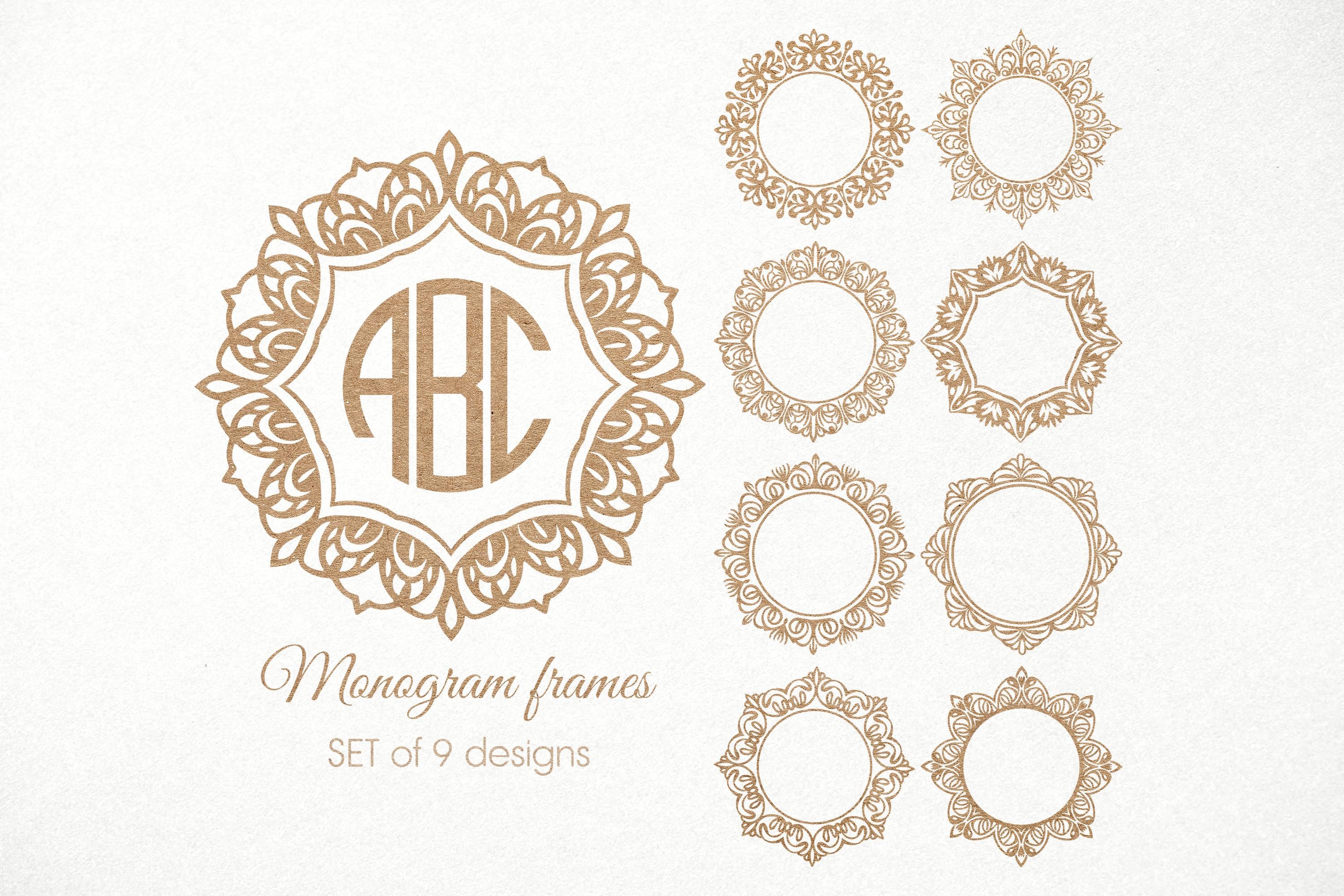 Monogram Frame Svg Bundle. Ornate Decorative Circle Round Mirror Frame ...