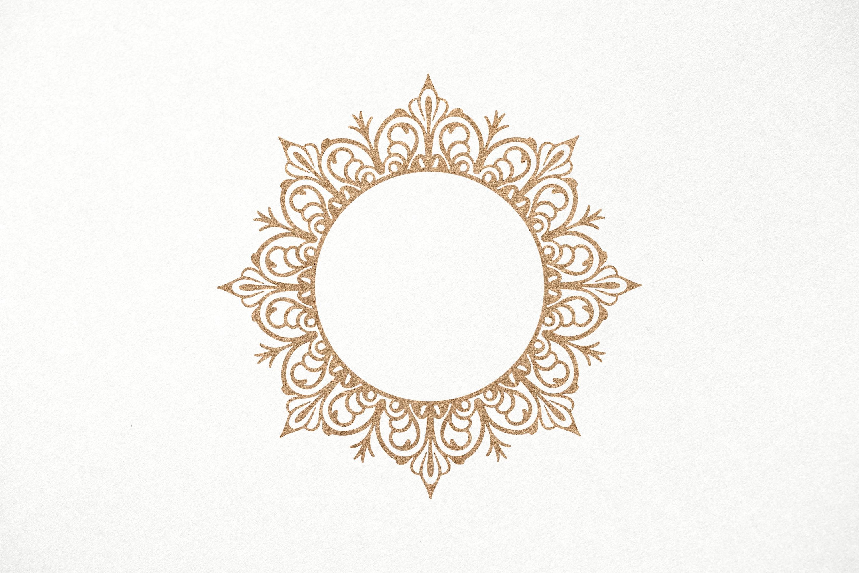 Monogram Frame Svg. Wedding Ornate Decorative Circle Round Mirror Frame ...
