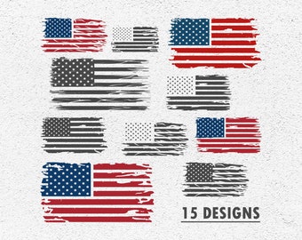 Distressed American Flag Svg Bundle. American Flag PNG. 4th of July Cut ...